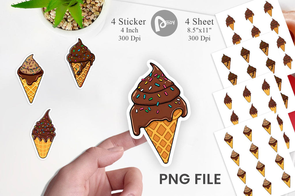 Dipped Ice Cream Sticker - So Fontsy