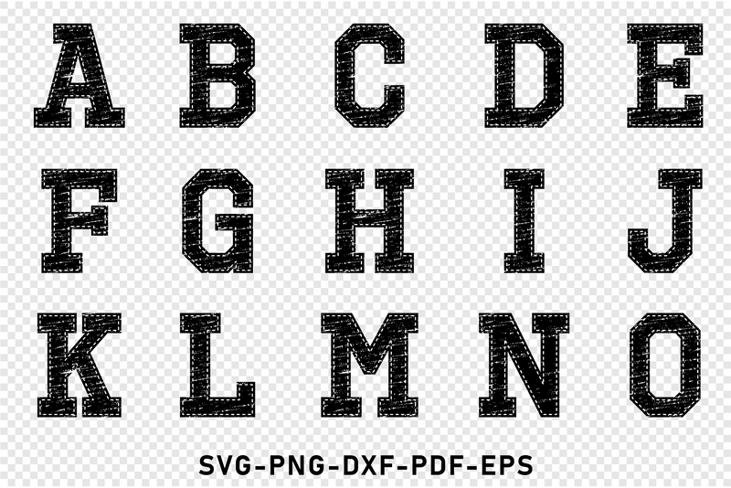Distressed Varsity Font SVG Designs, Jersey Fonts SVG, Varsity Letters ...