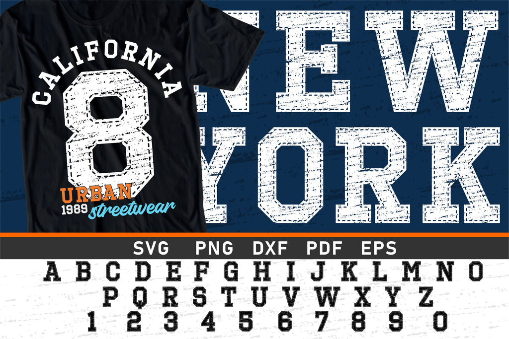 Distressed Varsity Font SVG Designs, Jersey Fonts SVG, Varsity Letters ...