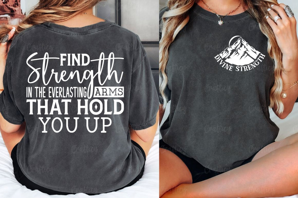 Divine strength Front and Back SVG T shirt Design - So Fontsy