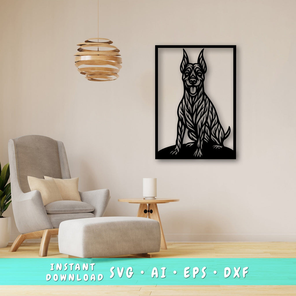 Doberman Laser SVG, Cute Dog Laser Cut, Pet Lover Design, Digital ...