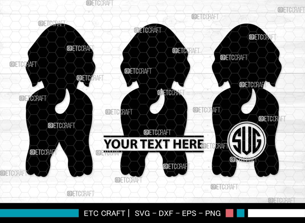 Dog Butt Monogram, Dog Butt Silhouette, Dog Butt SVG, Dog Svg, Dog ...