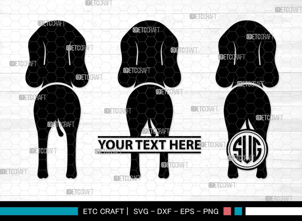 Dog Butt Monogram, Dog Butt Silhouette, Dog Butt SVG, Dog Svg, Dog ...