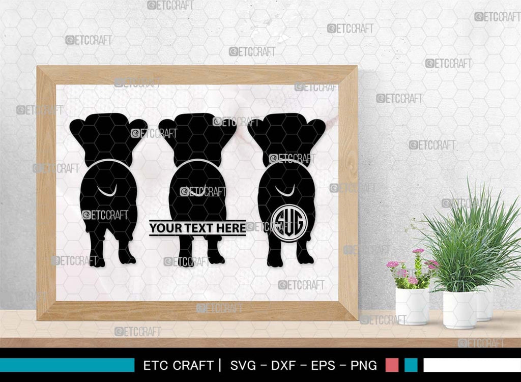 Dog Butt Monogram, Dog Butt Silhouette, Dog Butt SVG, Dog Svg, Dog ...