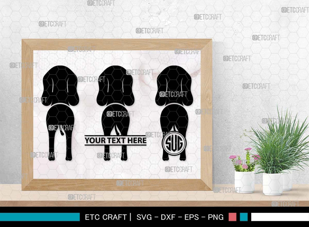 Dog Butt Monogram, Dog Butt Silhouette, Dog Butt SVG, Dog Svg, Dog ...