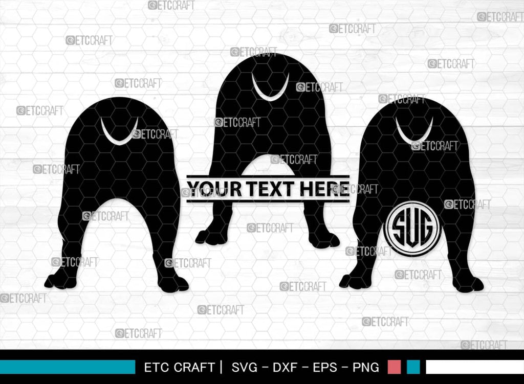 Dog Butt Monogram, Dog Butt Silhouette, Dog Butt SVG, Dog Svg, Dog ...