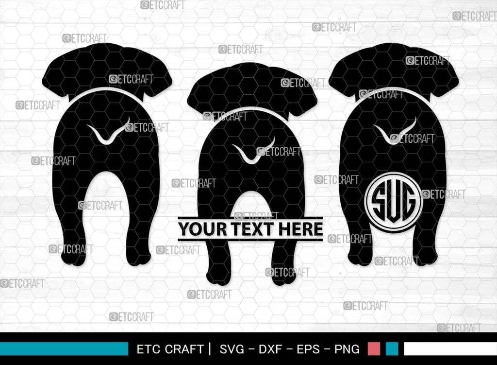 Dog Butt Monogram, Dog Butt Silhouette, Dog Butt SVG, Dog Svg, Dog ...