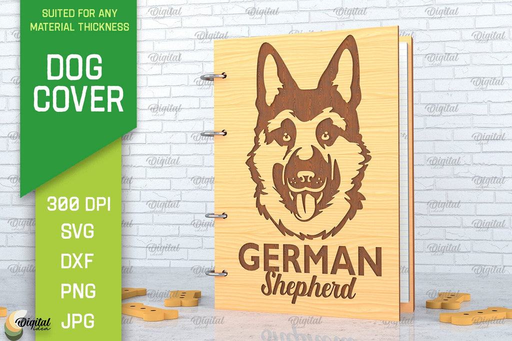 Dog Covers. 3D Notebook Cover LaserCut. German Shepherd SVG - So Fontsy