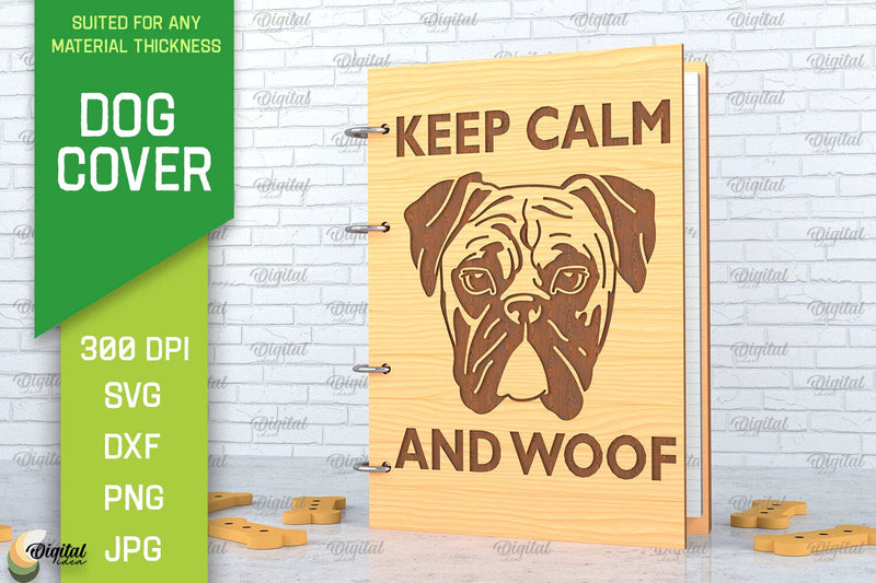 Dog Covers SVG. 3D Notebook Cover Laser Cut. Woof SVG - So Fontsy