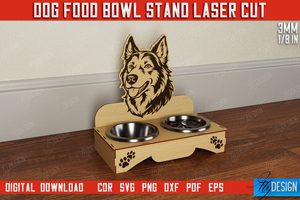 Dog Food Bowl Stand | Rustic Design | Double Dog Bowl Holder | CNC File ...
