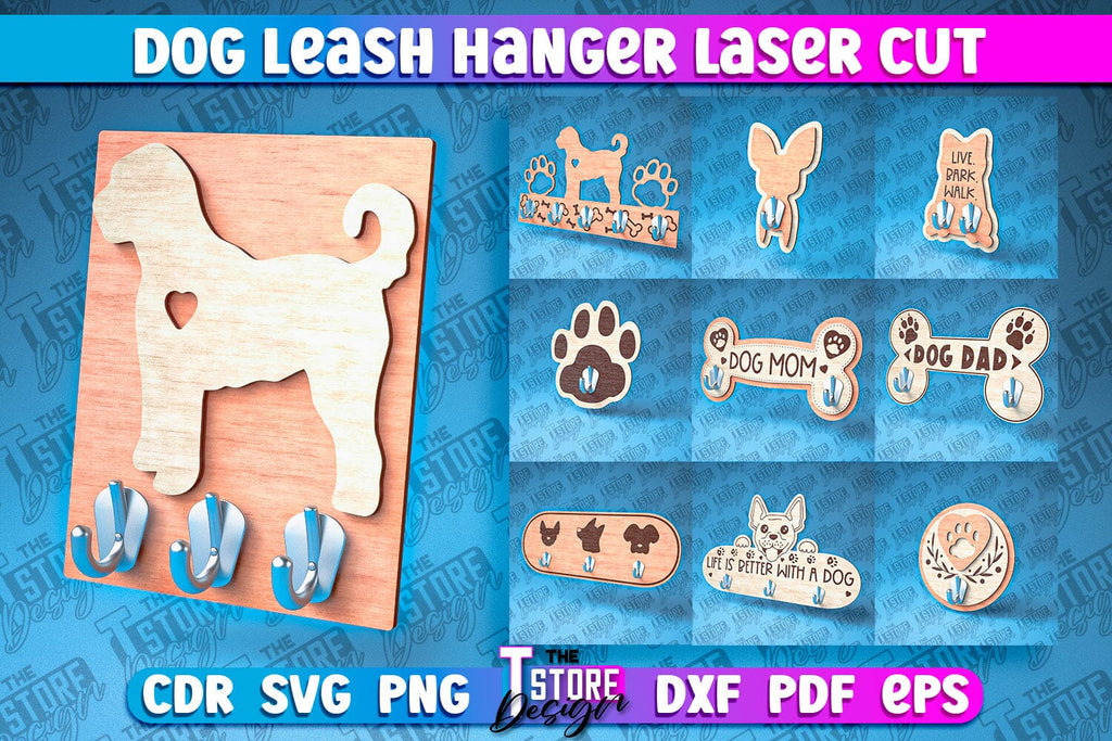 Dog Leash Hanger Laser Cut | Laser Cut File | CNC Files - So Fontsy