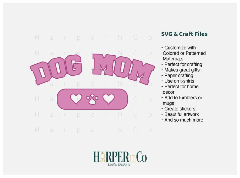 Dog Mom SVG, Layered Shirt Design, Paws, Hearts, Love - So Fontsy