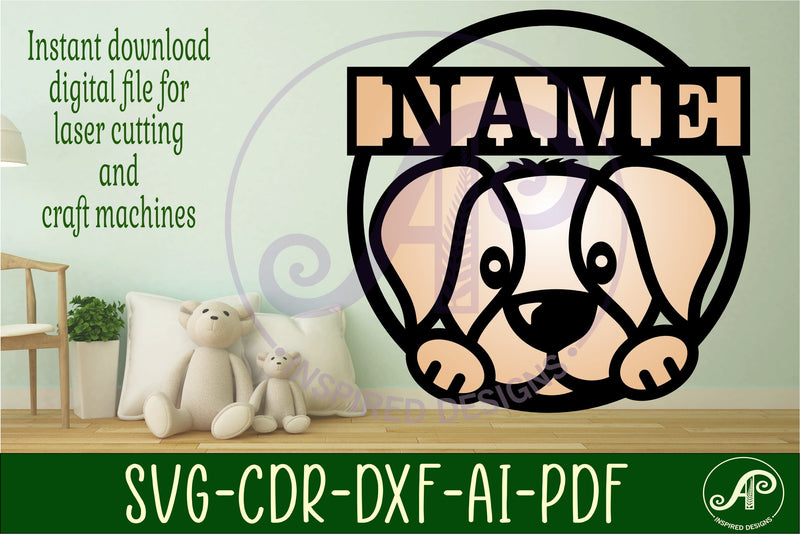Dog name sign svg laser cut template - So Fontsy