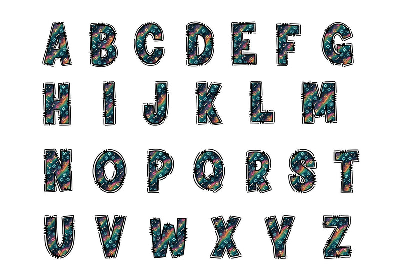 Dog Paw Print Alphabet PNG, Hand Drawn Doodle Letters - So Fontsy
