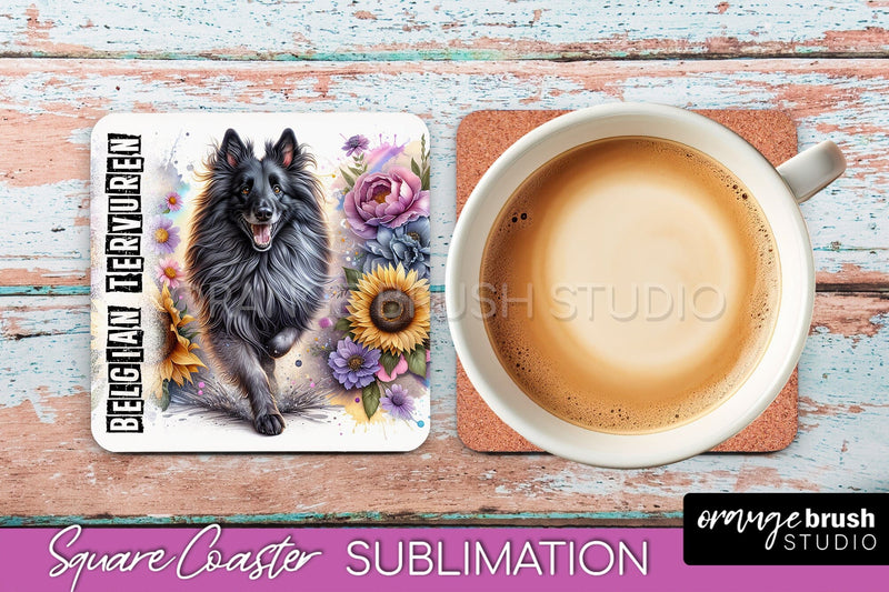 Dog Square Coaster - Dog Mom Floral Coaster Sublimation - So Fontsy