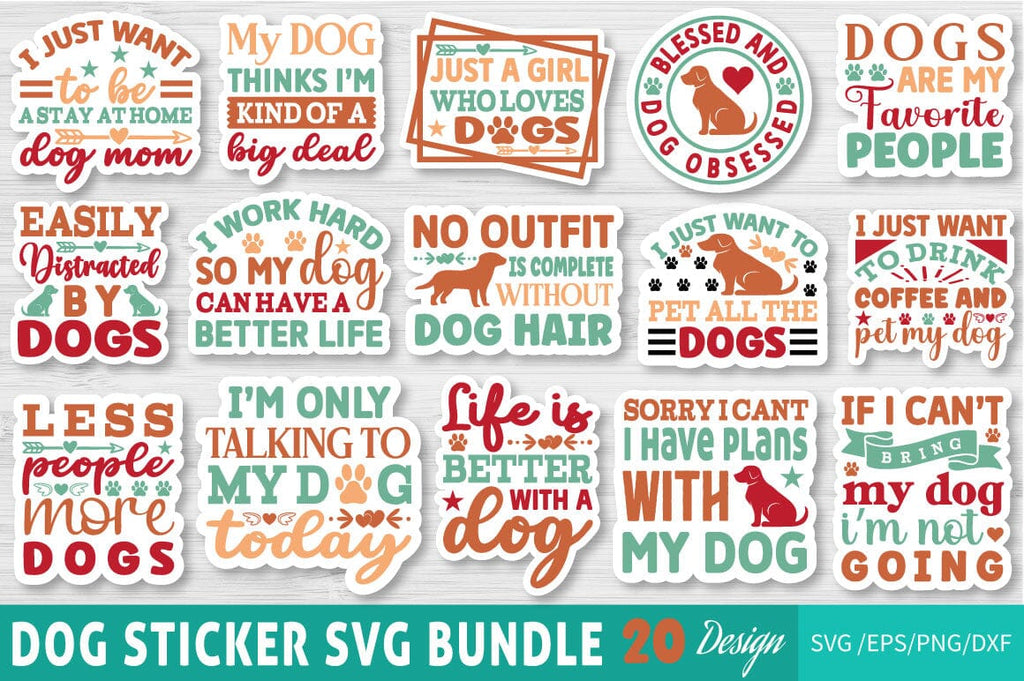 Dog Sticker SVG Bundle - So Fontsy