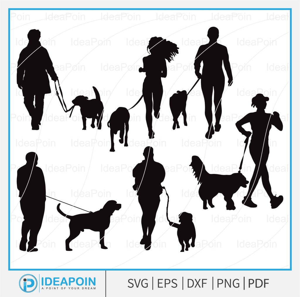 Dog Walker svg, Dog Walker Silhouette, Dog Walker Clipart, Woman ...