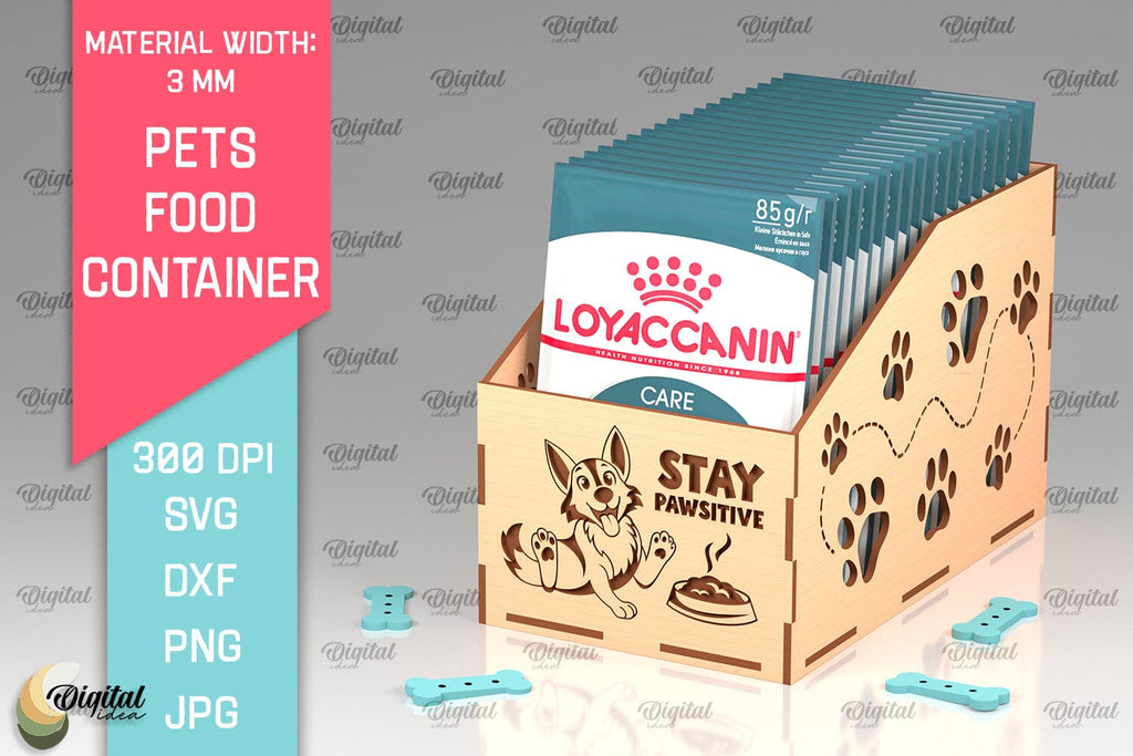 Dogs Food Container Laser Cut. Pets Food Box SVG - So Fontsy