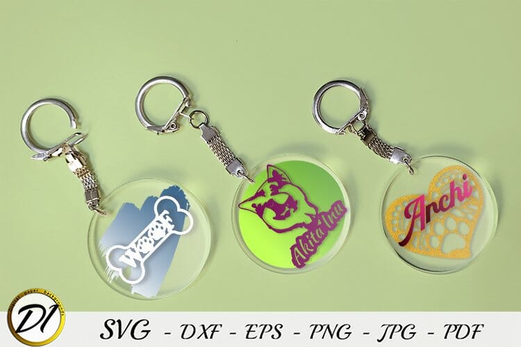 Dogs Keychains SVG Bundle. Round Acrylic Keychain SVG - So Fontsy
