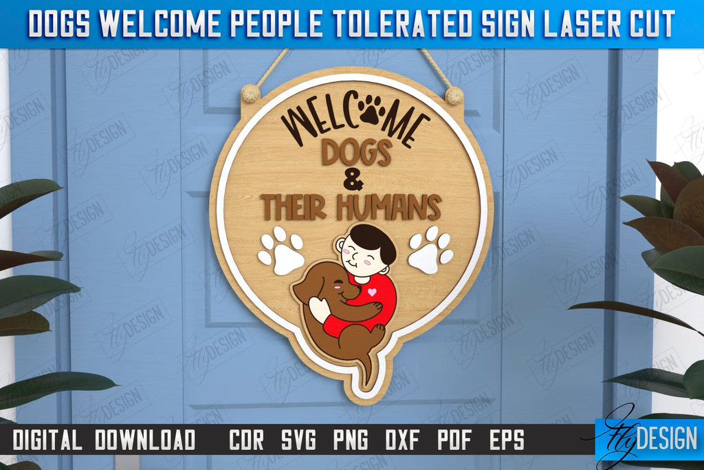 Dogs Welcome People Tolerated Sign | Door Sign | Welcome Sign | Pets ...