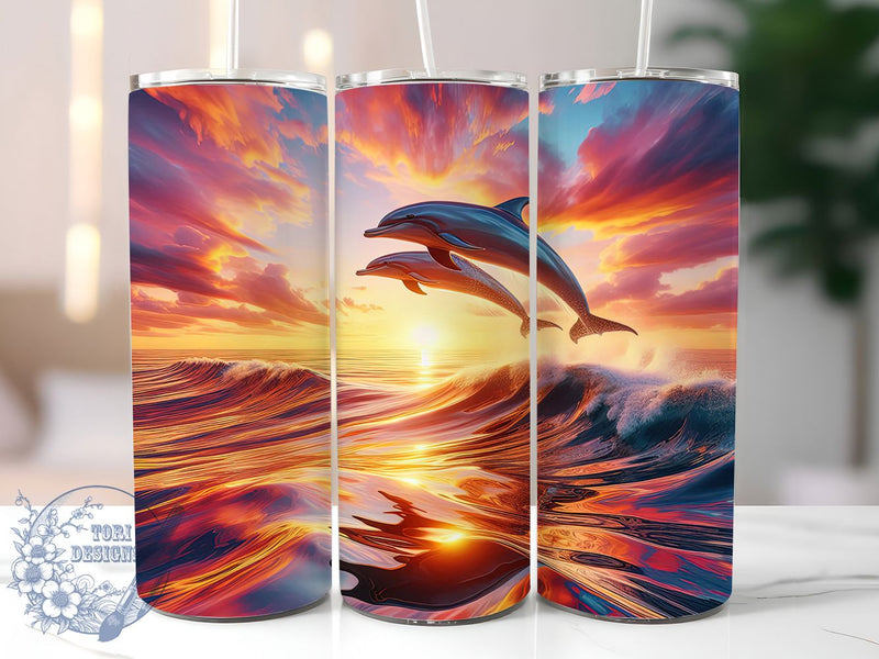 Dolphin Ocean Life Tumbler Wrap, Ocean Life Design, 20oz Sublimation ...