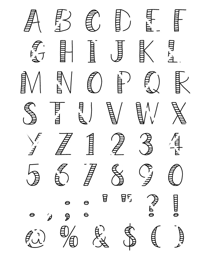 Doodle Font Svg, Doodle Letters TTF, Striped Alphabet svg, Hand Drawn ...
