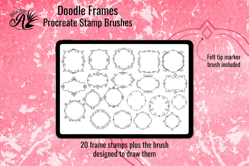 Doodle Frames Procreate stamps - So Fontsy