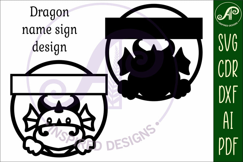 Dragon name sign svg laser cut template - So Fontsy