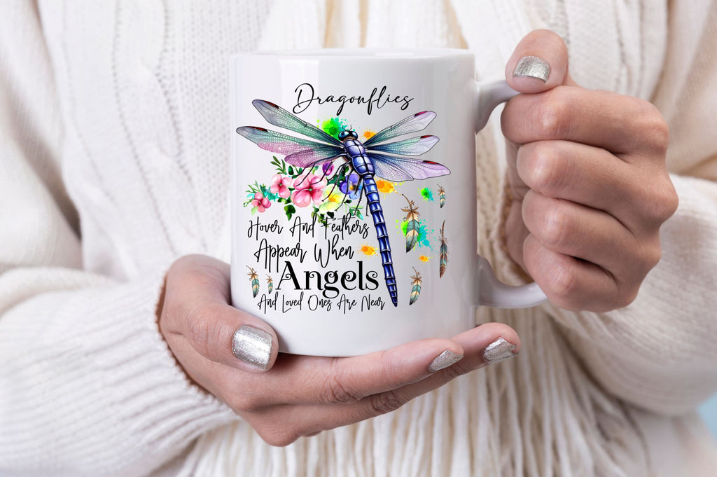 Dragonflies hover and feathers appear Sublimation Design - So Fontsy