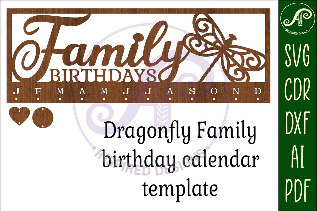 Dragonfly Calendar set SVG laser cut file - So Fontsy