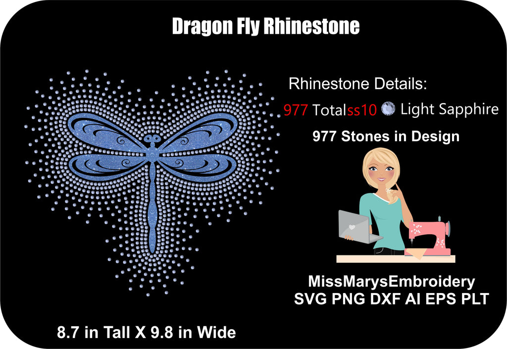 Dragonfly Scatter Rhinestone & Vinyl Template - So Fontsy