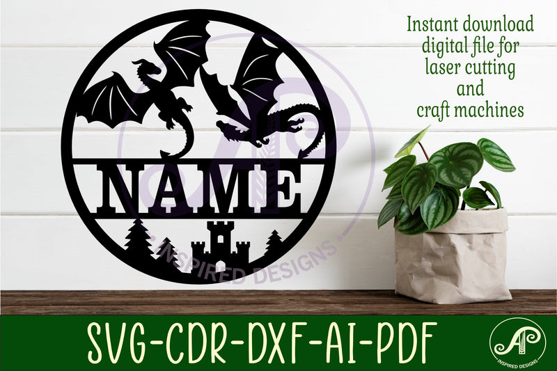 Dragons name wall art sign, SVG file - So Fontsy