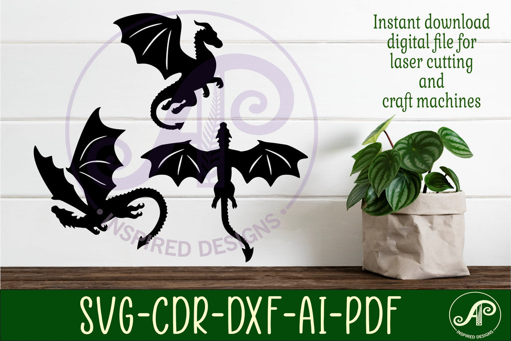Dragons Silhouette laser cut shape SVG 2 - So Fontsy