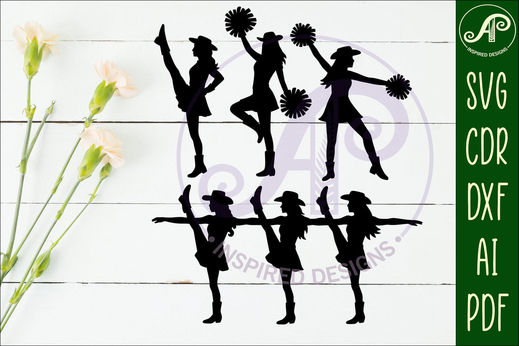 Drill Team Dancer silhouette laser cut outs SVG 1 - So Fontsy