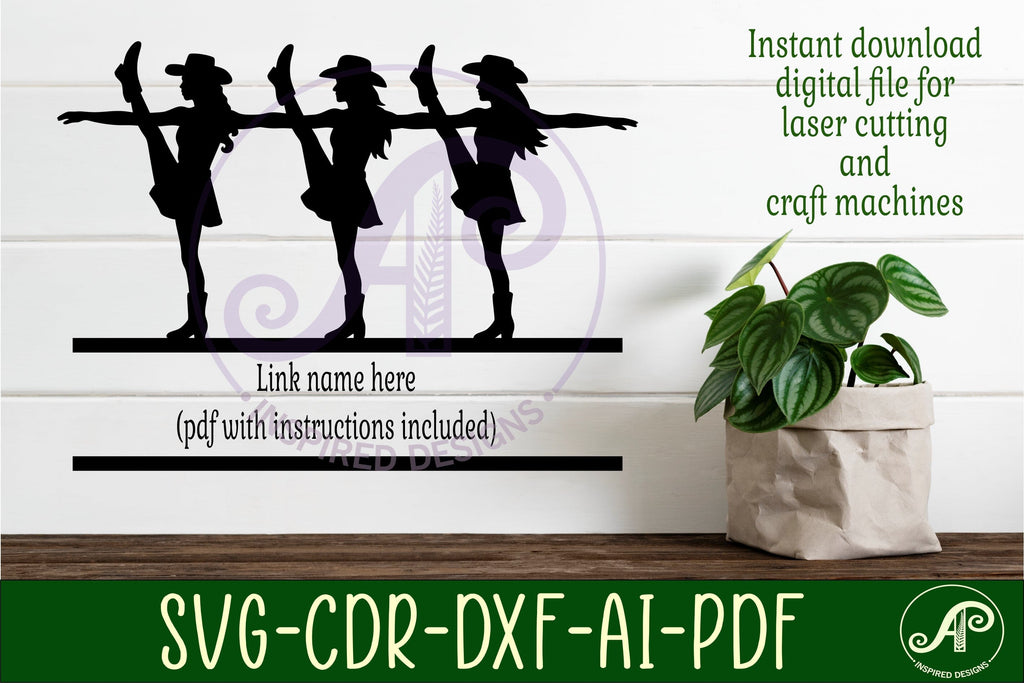 Drill team Dancers kickline name sign svg laser cut file - So Fontsy