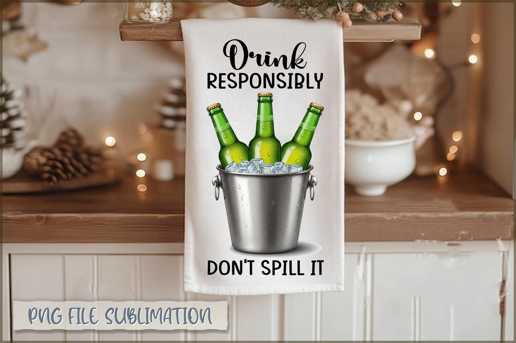 Drink responsibly don't spill it Towel Sublimation - So Fontsy