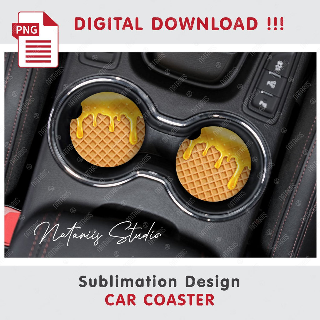 Dripping Honey Wafer Design. Coaster Sublimation. - So Fontsy