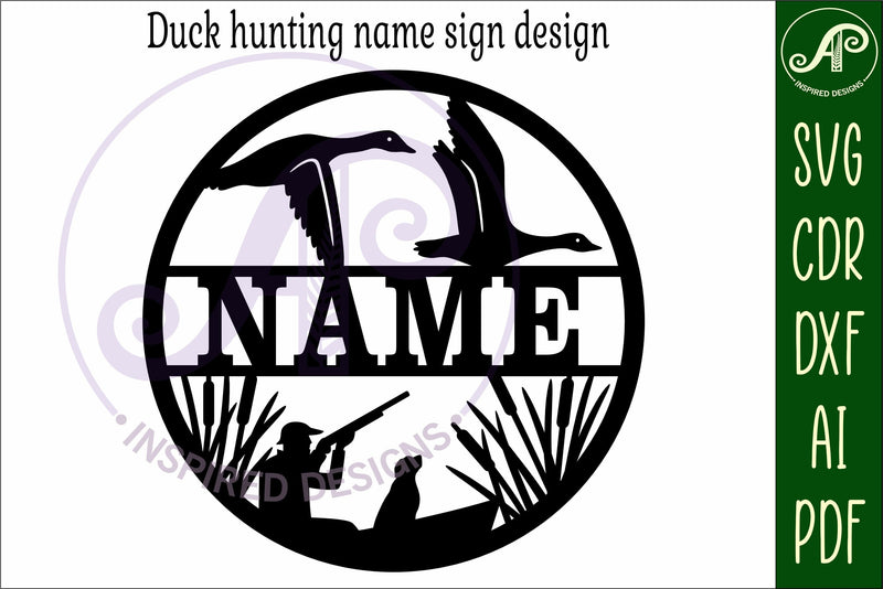 Duck hunting name wall art sign, SVG file - So Fontsy