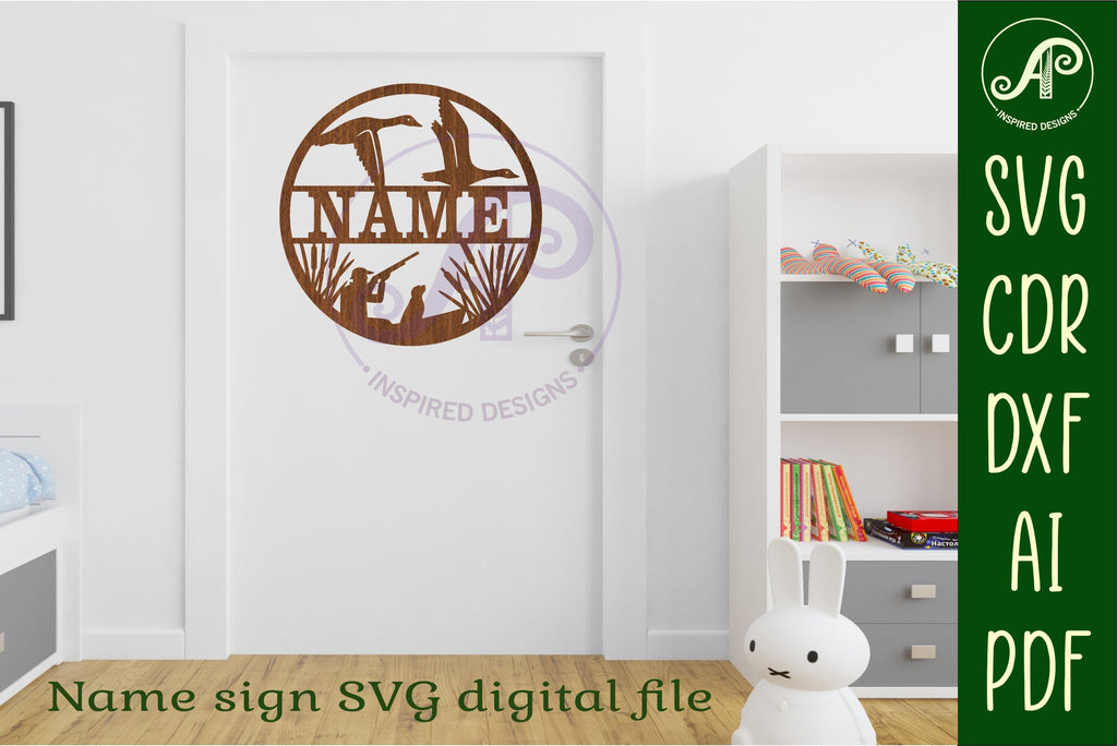 Duck hunting name wall art sign, SVG file - So Fontsy