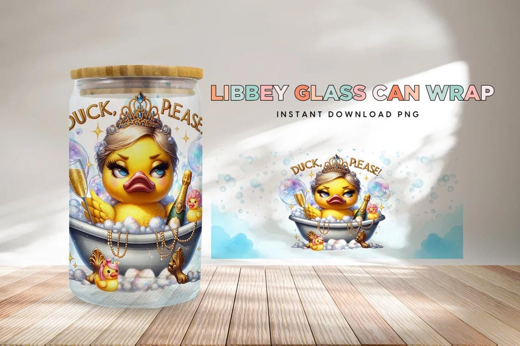 Duck, Please! Cute Sassy Yellow Rubber Duck Glass Can Wrap - So Fontsy