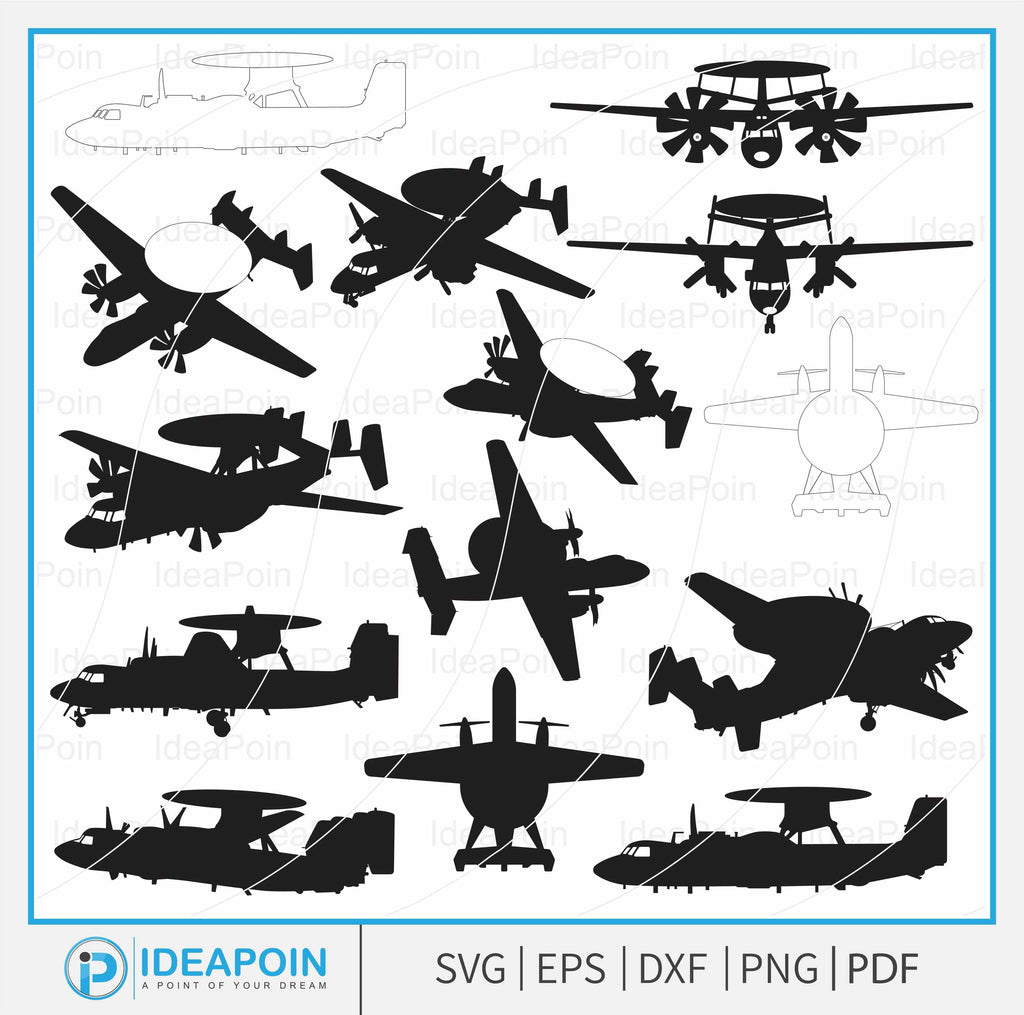 E-2 Hawkeye Airborne svg, E-2C Hawkeye Aircraft Silhouette, E-2 Hawkeye ...
