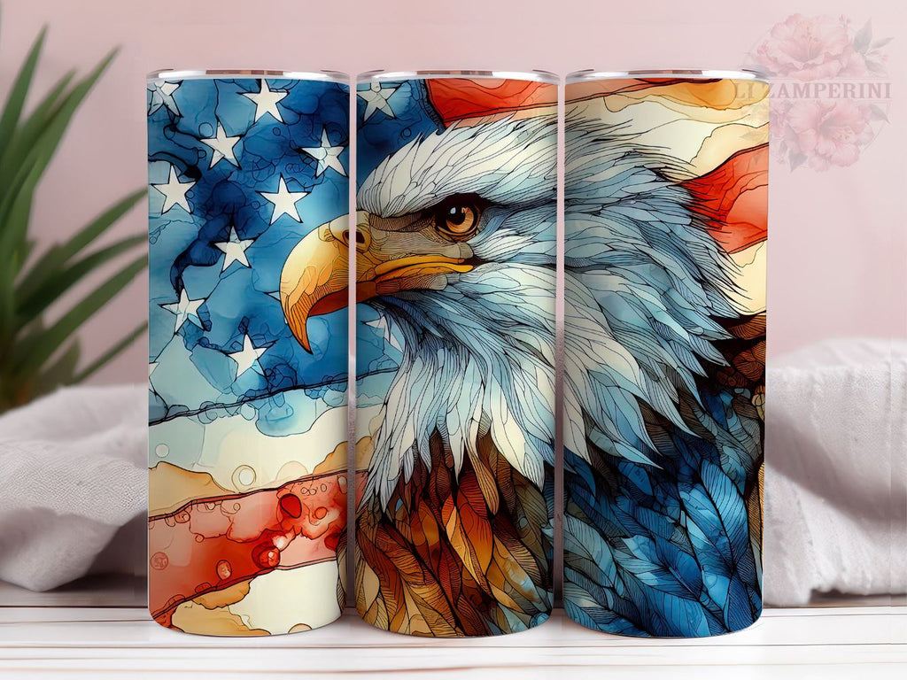 Eagle USA Flag 20 Oz Skinny Tumbler Wrap, Eagle Wrap Sublimation PNG ...