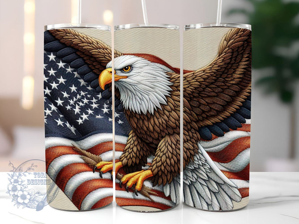 Eagle USA Flag 20 Oz Skinny Tumbler Wrap Sublimation StraightTapered ...