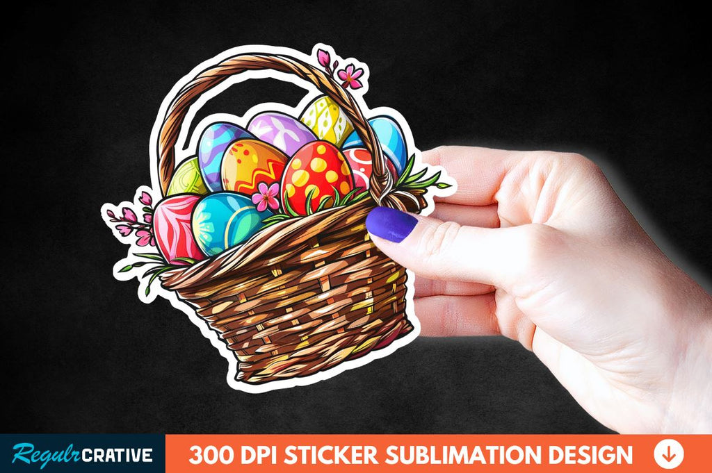 Easter Basket Sticker Clipart - So Fontsy