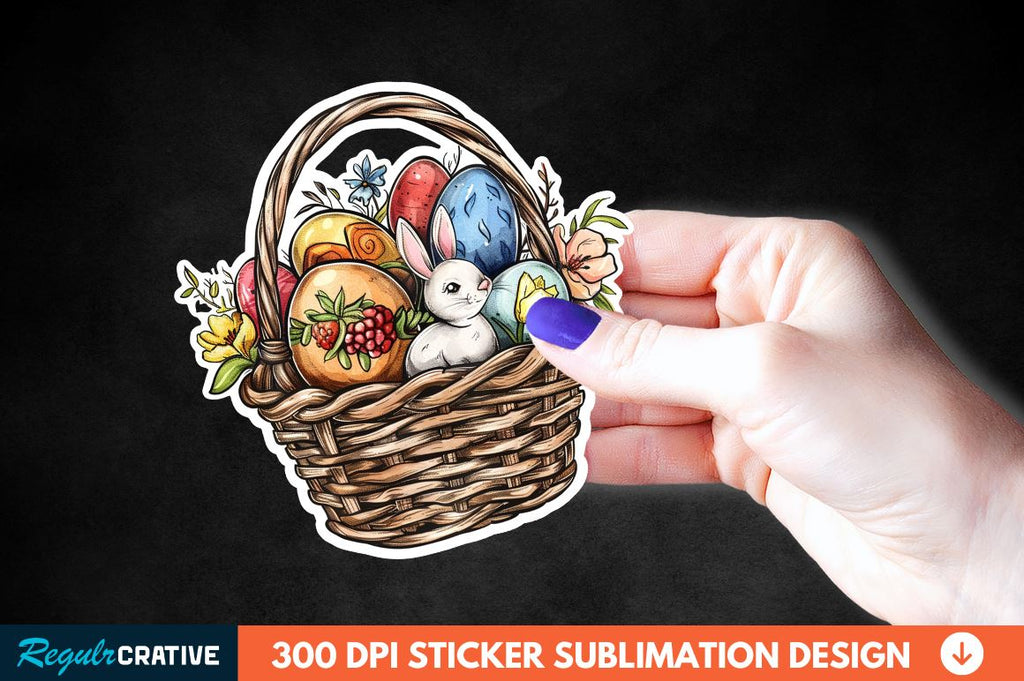 Easter Basket Sticker Clipart - So Fontsy