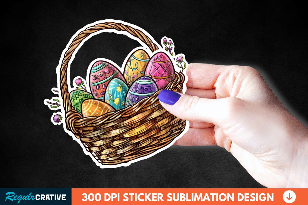 Easter Basket Sticker Clipart - So Fontsy