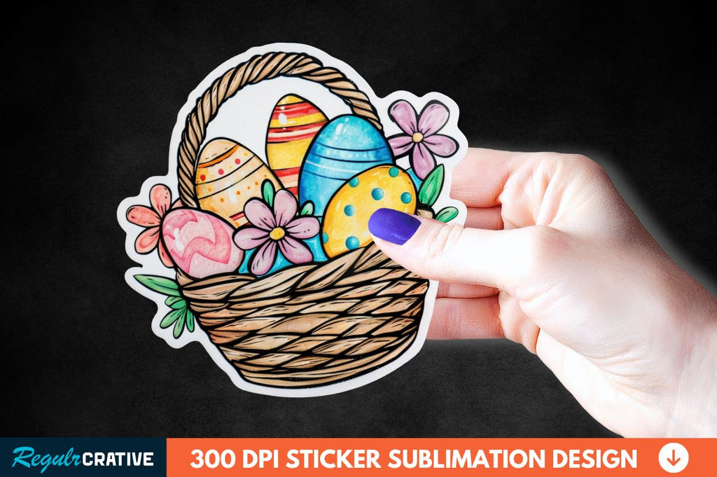 Easter Basket Sticker Clipart - So Fontsy