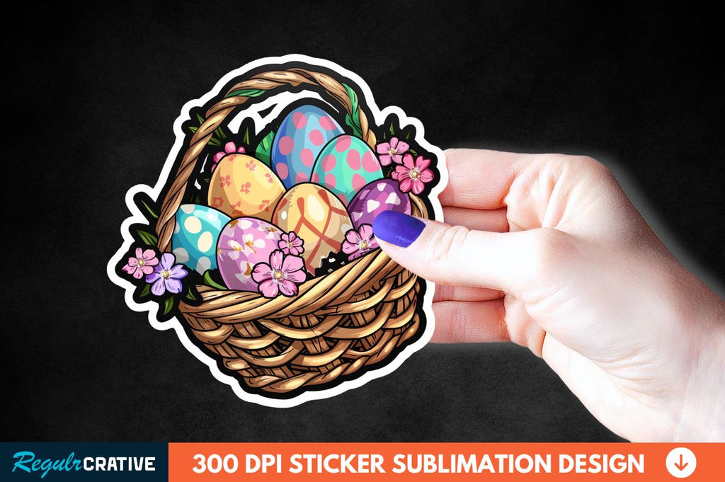 Easter Basket Sticker Clipart - So Fontsy
