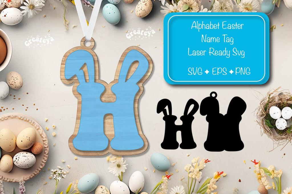 Easter basket tags Alphabet Letter H Easter tag Laser Cut. Easter Name ...