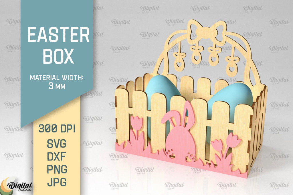 Easter Box SVG. 3D Easter Basket Laser Cut. Easter Bunny SVG - So Fontsy